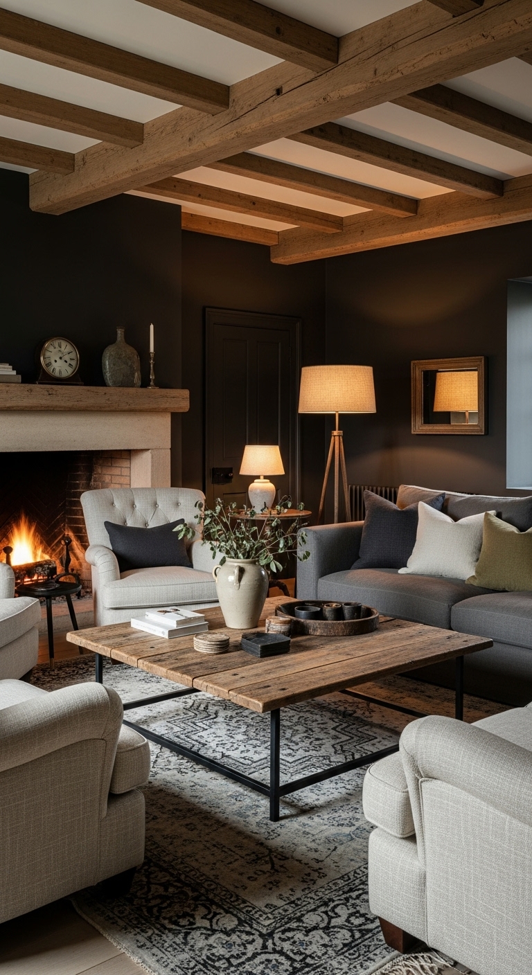 10 Dark Farmhouse Living Room Ideas - Druckhaus Koenig